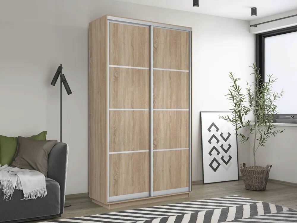 Шкаф-купе Флорида 2дв. (ЛДСП) профиль серебро, 140х60х220 см. Сонома