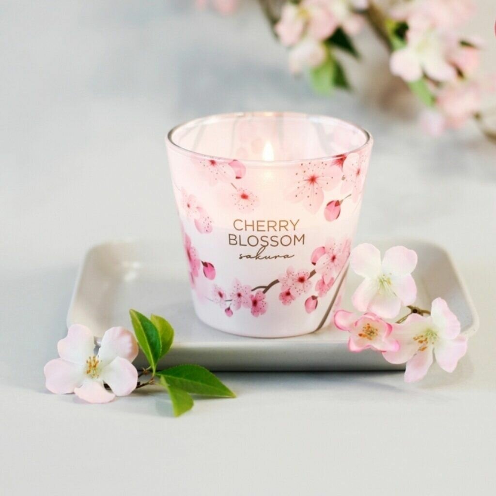 Свеча ароматизированная в стакане Вишневый цвет 115гр (Cherry Blossom) BARTEK