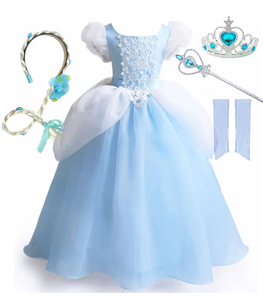 Винтажное платье принцессы на Хэллоуин, платье Золушки для девочек, бальное 4-5T(120), CINDERELLA 04