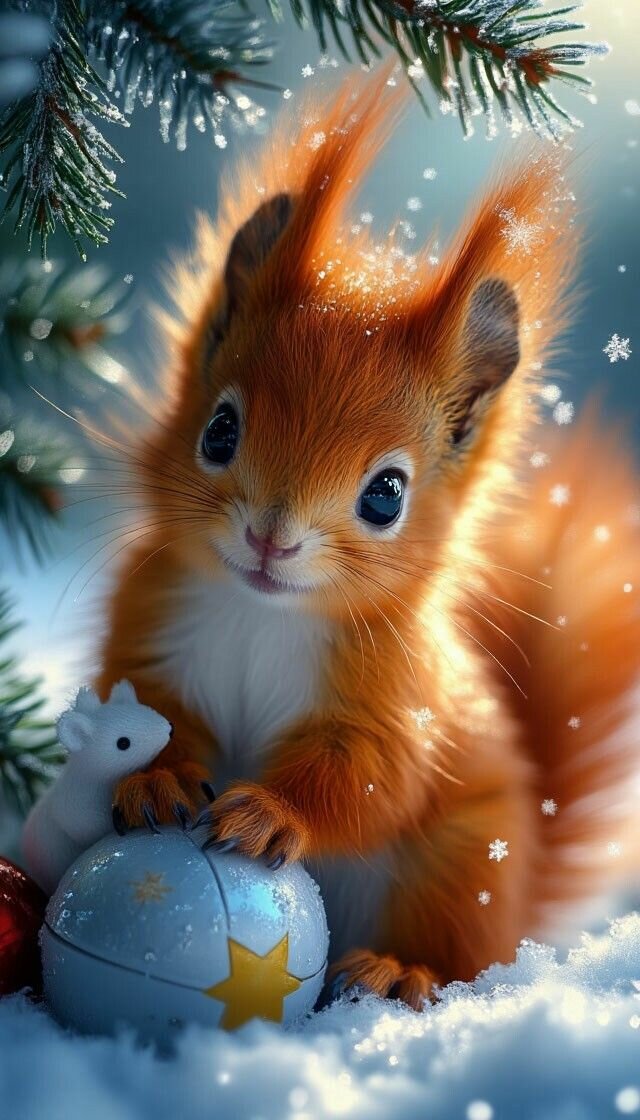 Алмазная живопись "Милая маленькая белка", 5D, круглая, 40x50 см. Производитель: Brose Art.