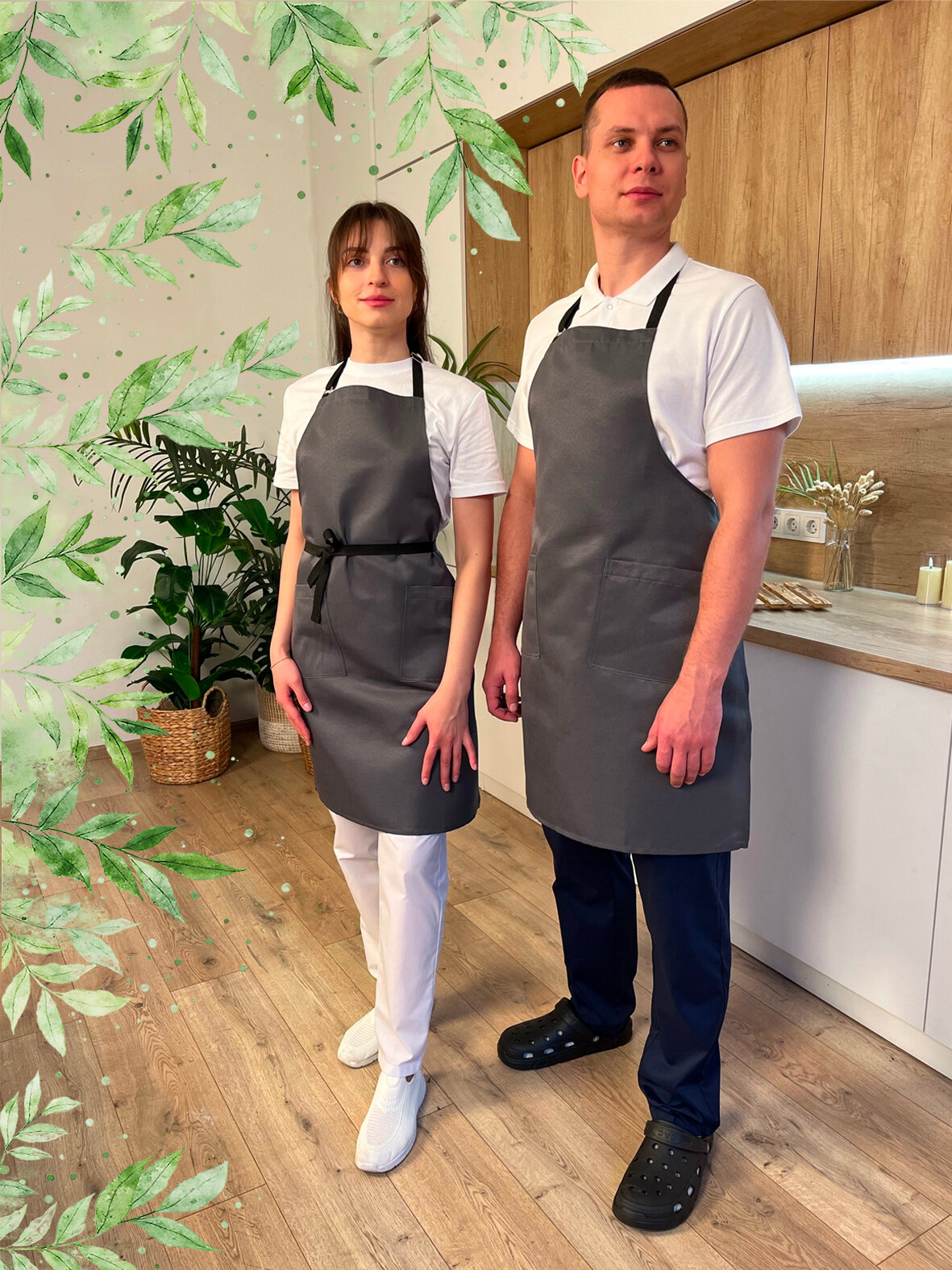 Фартук "Юнга" черный универсальный, для дома, работы, повара, маникюра