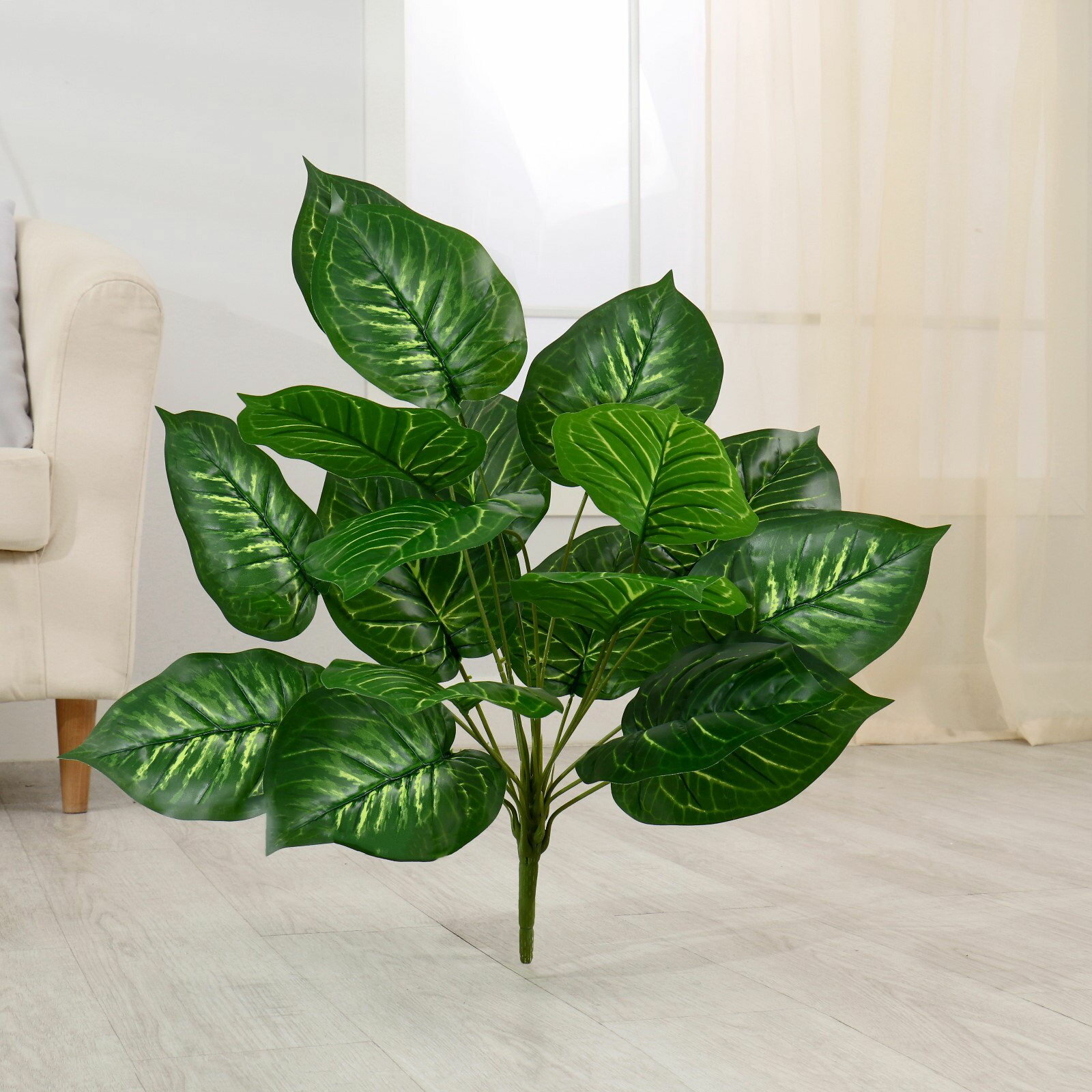 Куст искусственный "Диффенбахия", h=65 см, цвет: зелёный, размер упаковки: 28 x 60 x 10 см.