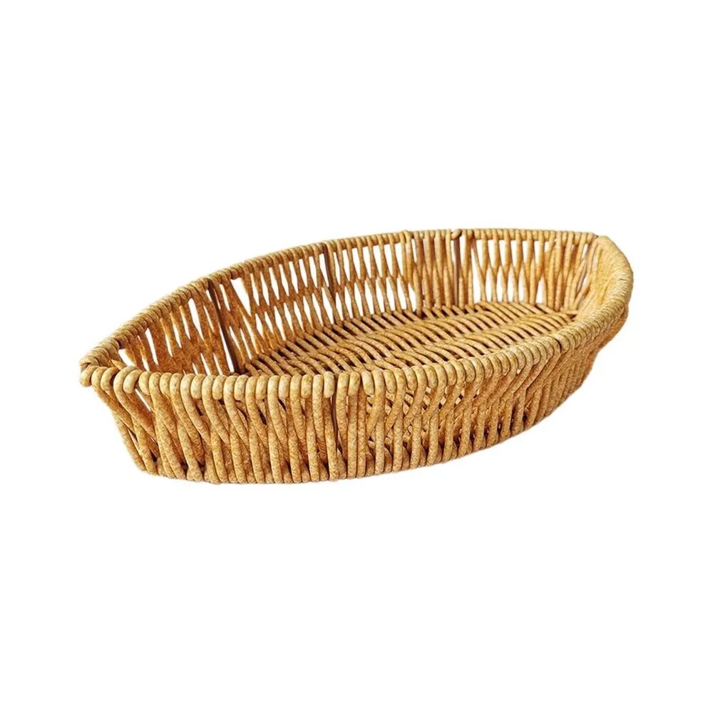 Подставка для хранения овощей, поддон для фруктов в форме листа, поддон для закусок из искусственного ротанга