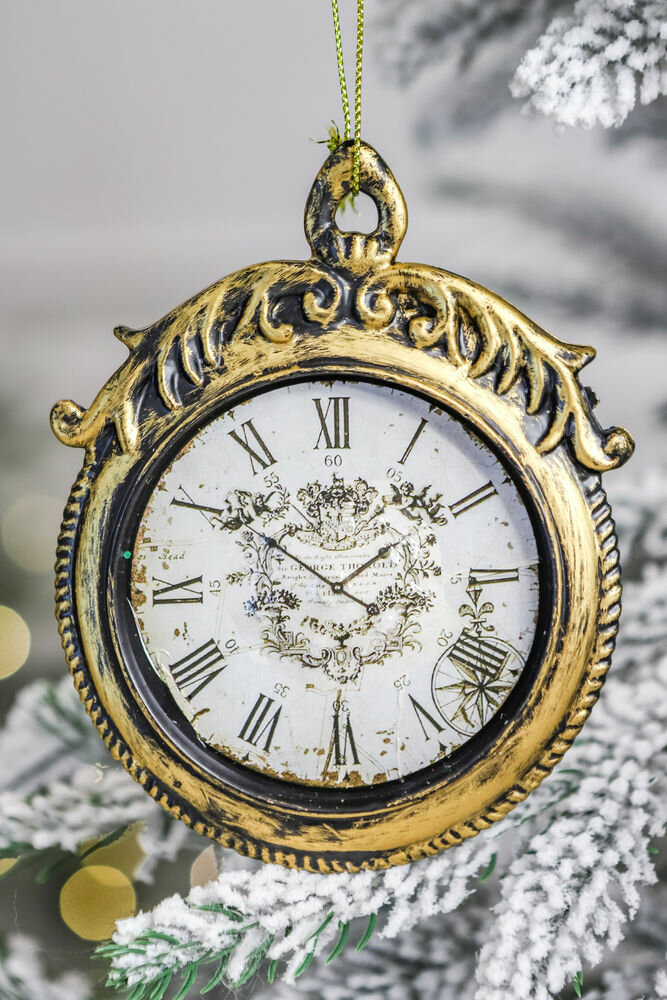 Ёлочное украшение часы ажен, пластик, 12 см, Goodwill PL52632-2