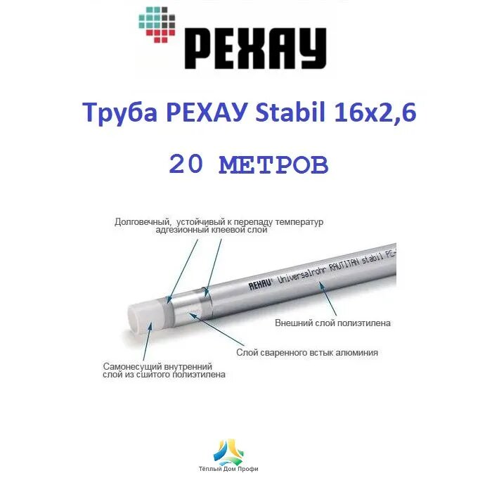 Труба рехау (Rehau) STABIL 16х2,6 - 20 метров.