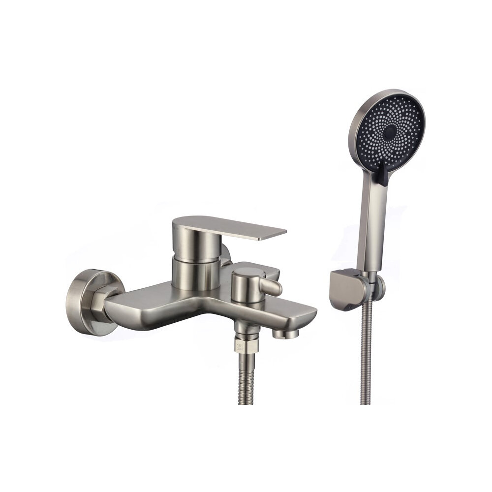 Смеситель для ванны Fmark FS8803 сатин нержавеющая сталь современный рычажный 150 мм излив