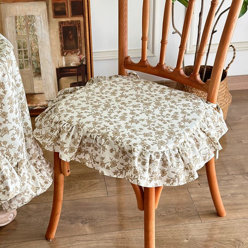 Подушка для стула в французском стиле, ретро-подушка для сиденья с рюшами, подушка для офисного стула в корейском стиле