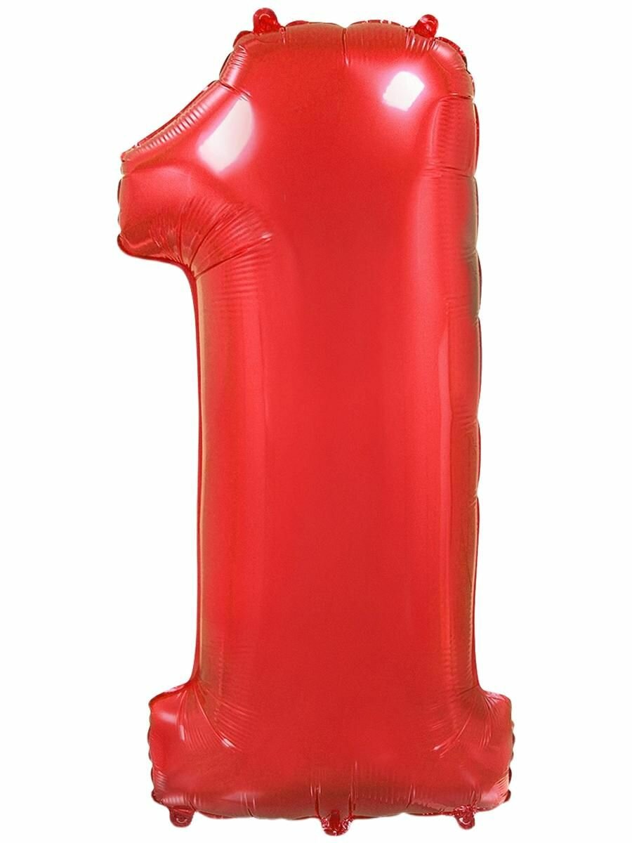 Шар фольгированный красный Цифра 1, 102 см