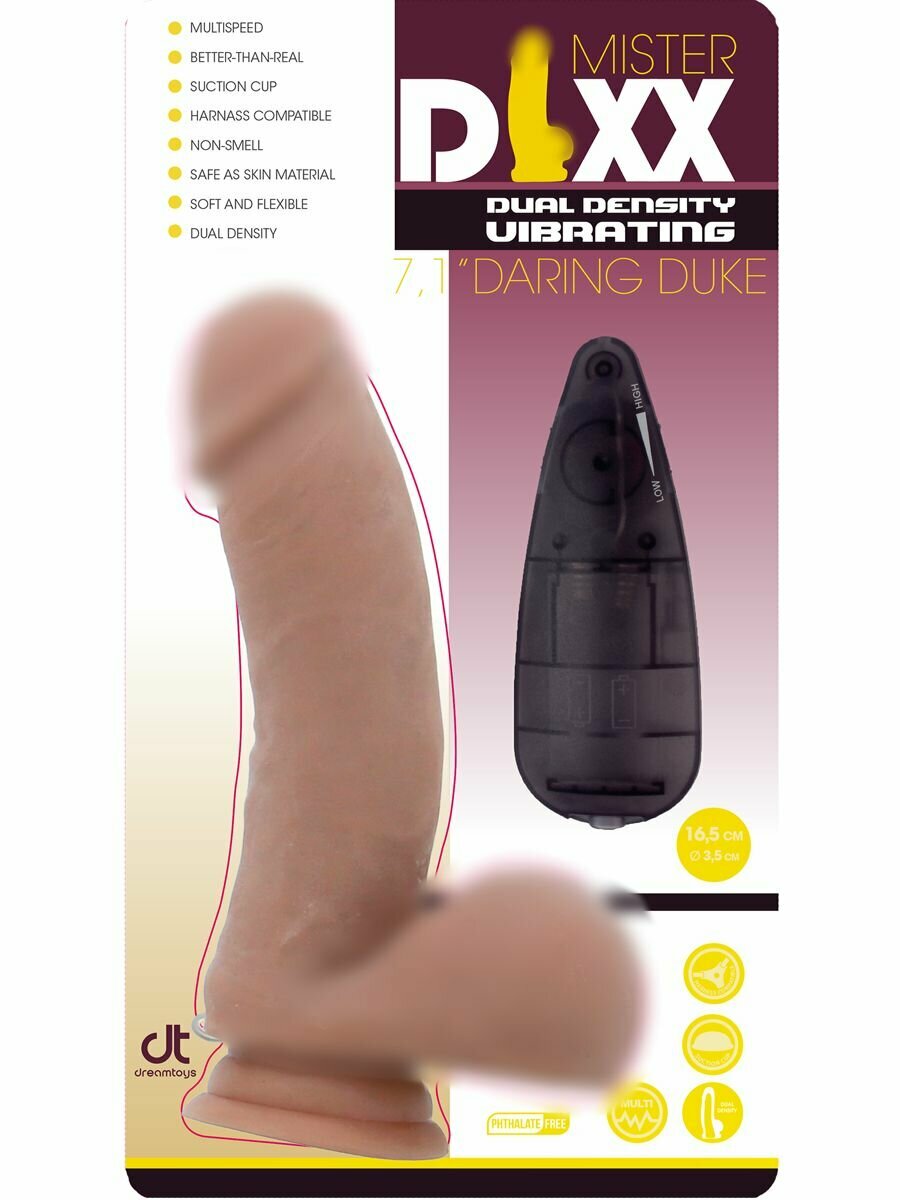 Вибратор на присоске "MR.DIXX BAD BOY DUAL DENSITY VIBRATING DILDO" 13.5см