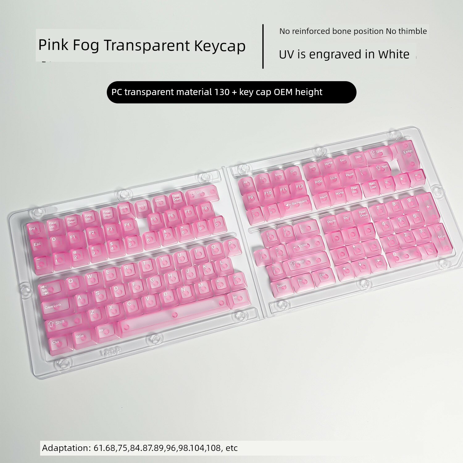 Комплект матовых черных прозрачных кейкапов OEM (пять сторон), без гравировки, с фронтальной или боковой гравировкой,