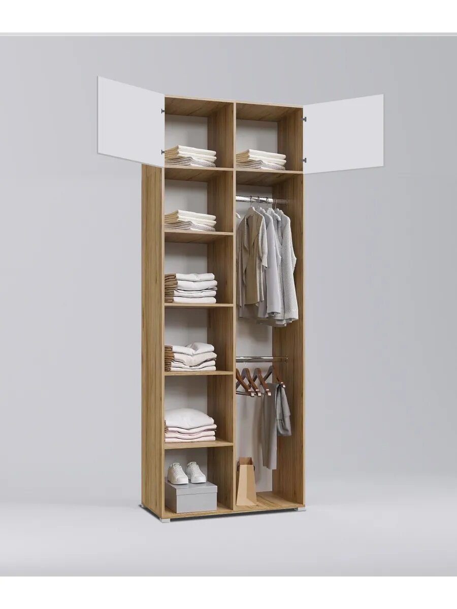 Антресоль для шкафа, 2-створчатого, 90см, крафт золотой/белый