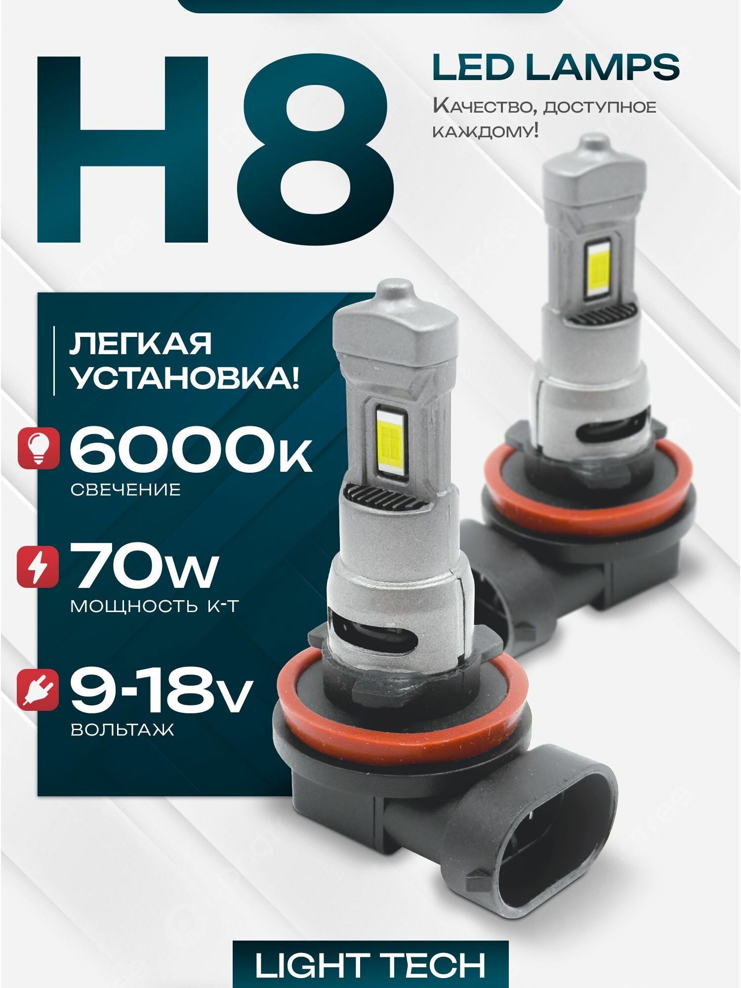 Светодиодные LED лампы H8 в противотуманные фары Viper Air PRO для Nissan Tiida 2004-2013 / Лампы H8 в птф Ниссан Тиида