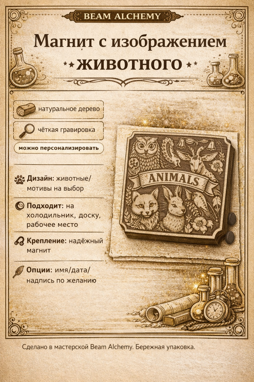 Магнит с изображением животных