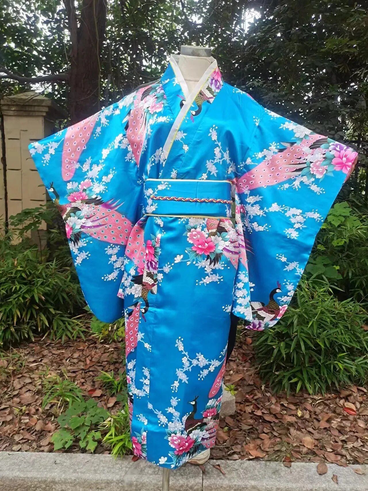 Женское винтажное кимоно из полиэстера royal blue-5