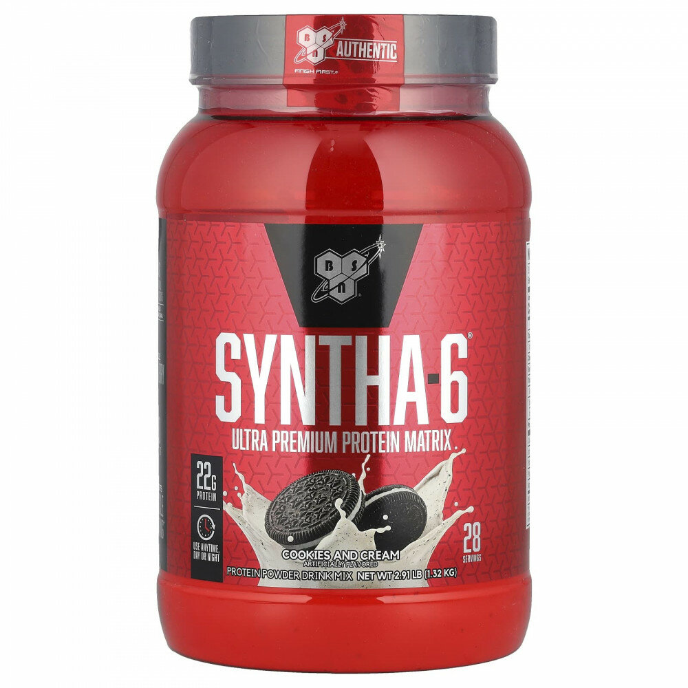 BSN, Syntha-6®, протеиновая матрица ультрапремиального качества, печенье и сливки, 1,32 кг (2,91 фунта)
