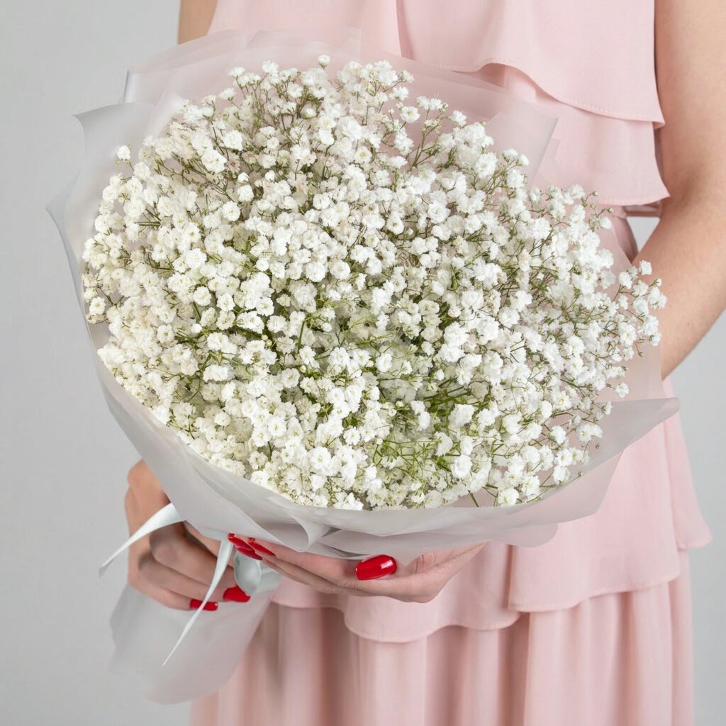 Букет Мегацвет24 "Белые Гипсофилы", 9 шт, в дизайнерской упаковке