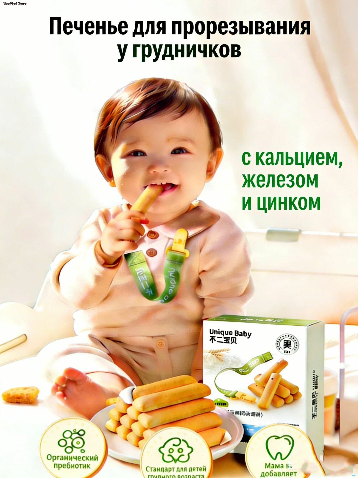 Палочки для прорезывания зубов детские с кальцием, железом и цинком, без ГМО