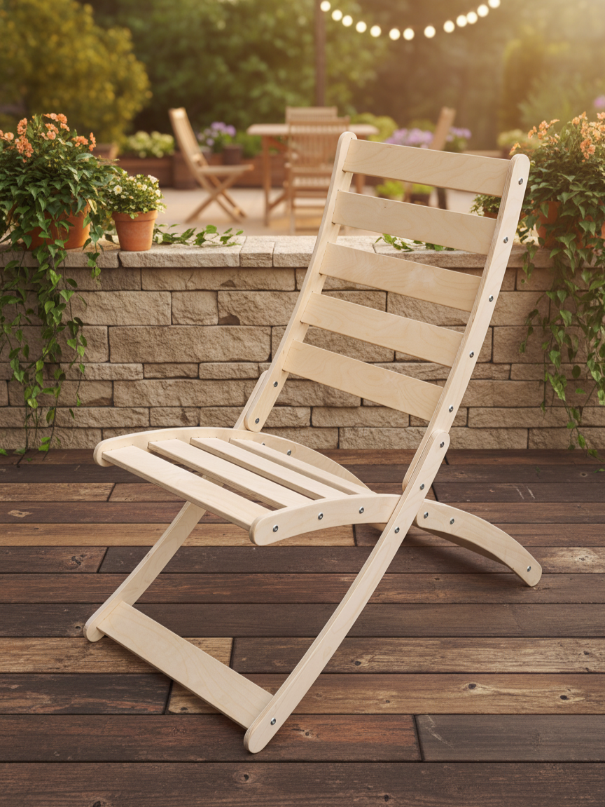 Деревянный садовый складной стул для дома и дачи, шлифованный, без подушки
