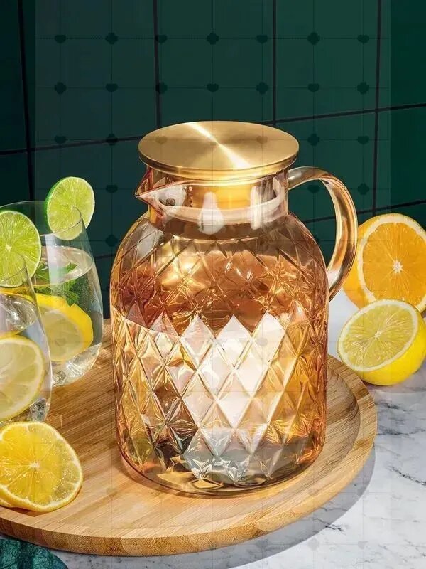 Кувшин "1,8 л Crystal glass 18х13х19,5 см" 1 шт боросиликатное стекло серебристый