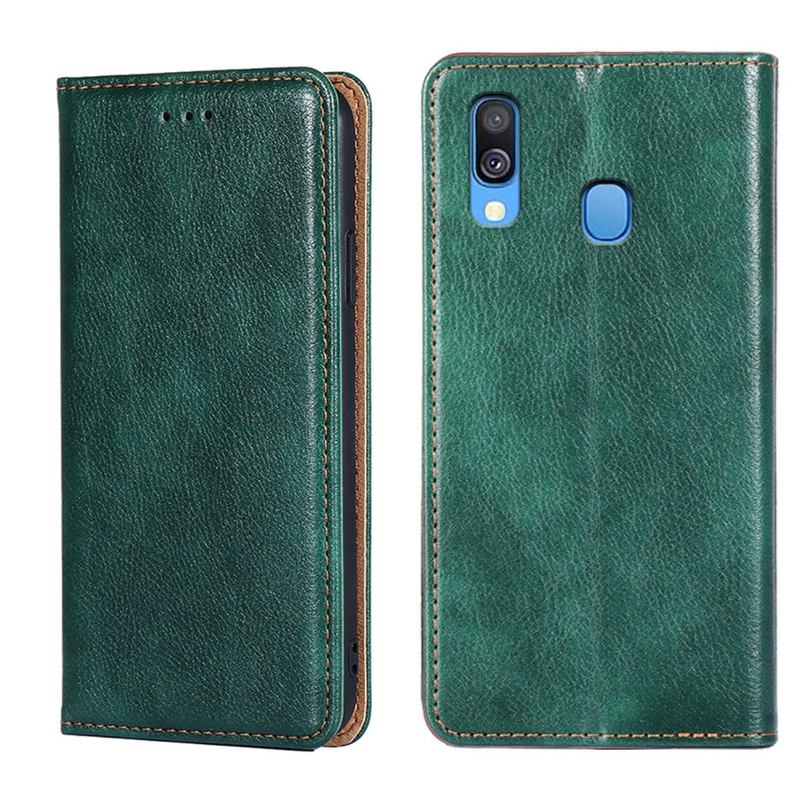 Чехол-книжка MyPads для Samsung Galaxy A40 зеленый защитный аксессуар из кожзаменителя