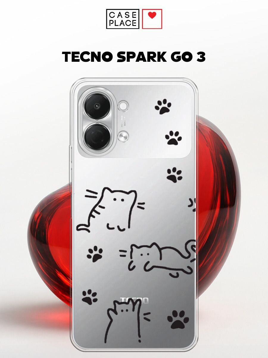 Чехол на Tecno Spark Go 3 / Текно Спарк Го 3 с принтом Кот с лапками