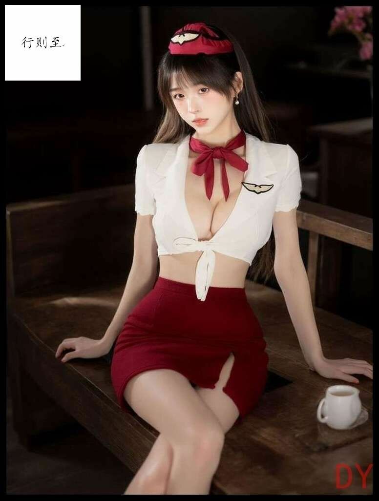 Сексуальный костюм стюардессы с глубоким вырезом для ролевых игр, готовый комплект