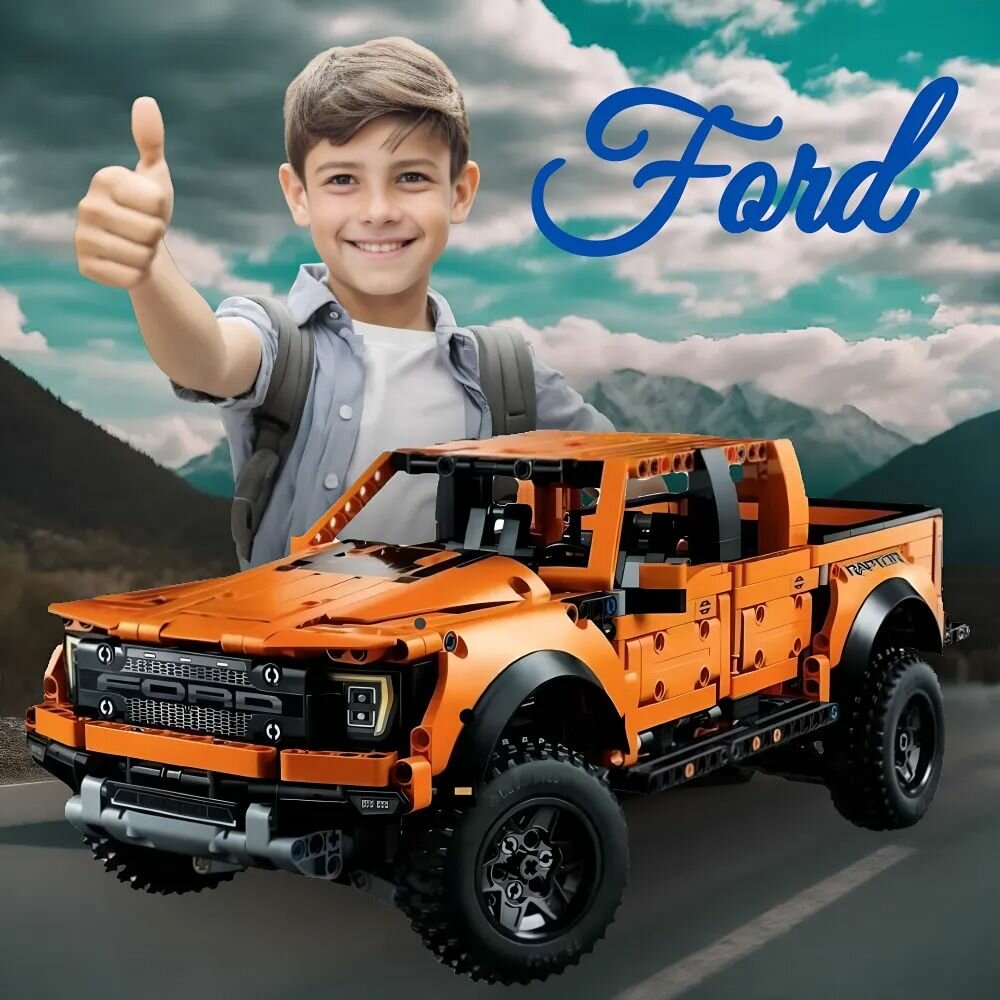 Конструктор Техник "Ford RAPTOR F-150" 1379 деталей (машина Форд Раптор Ф-150, creator, модель racing спорткар, совместим с lego technic, лего совместимый, подарок для мальчиков)