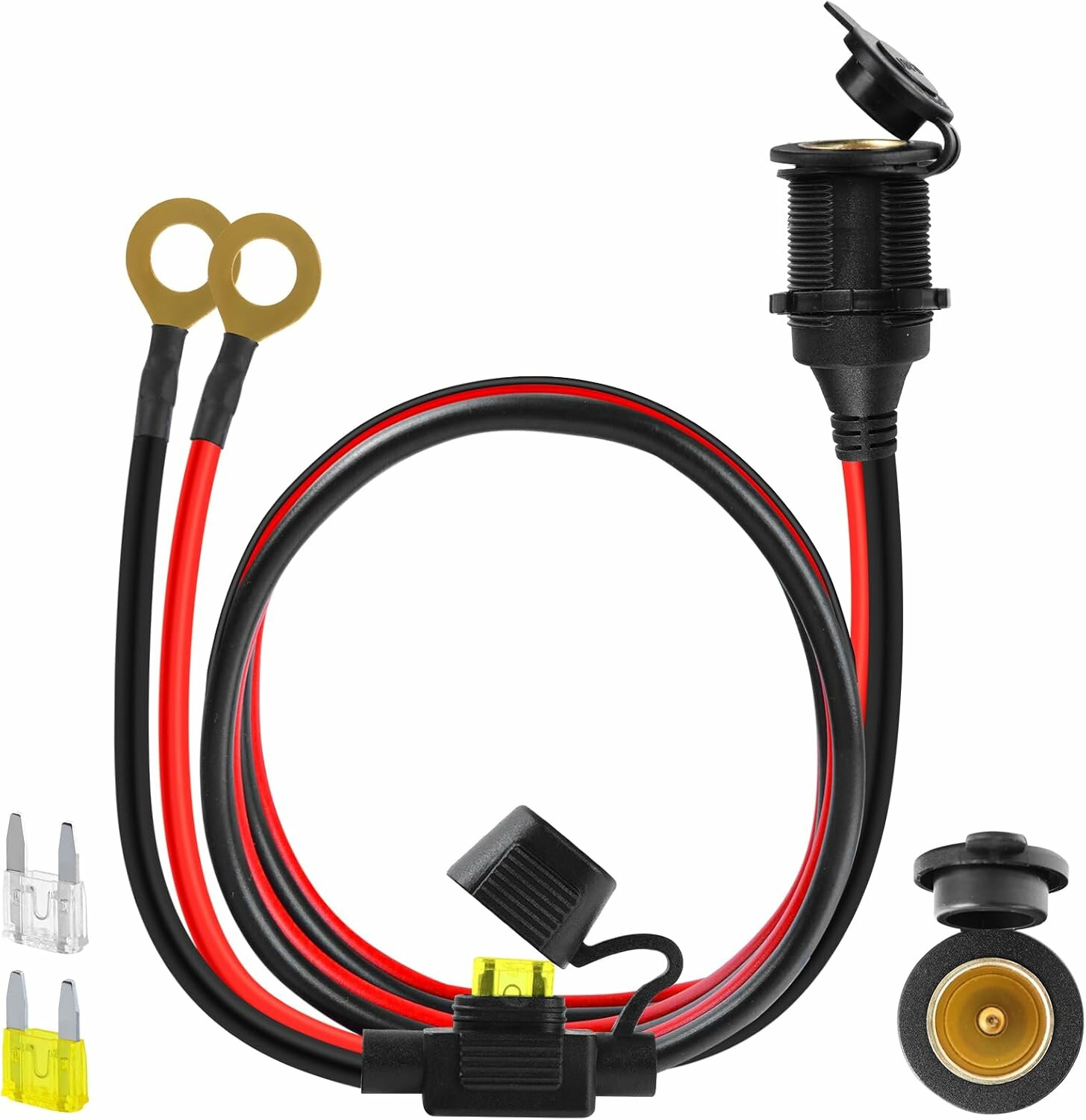 Розетка прикуривателя 2 фута, розетка прикуривателя 12 В 2,5 мм²/13AWG, розетка 12 В 20 А, водонепроницаемая и пыленепро