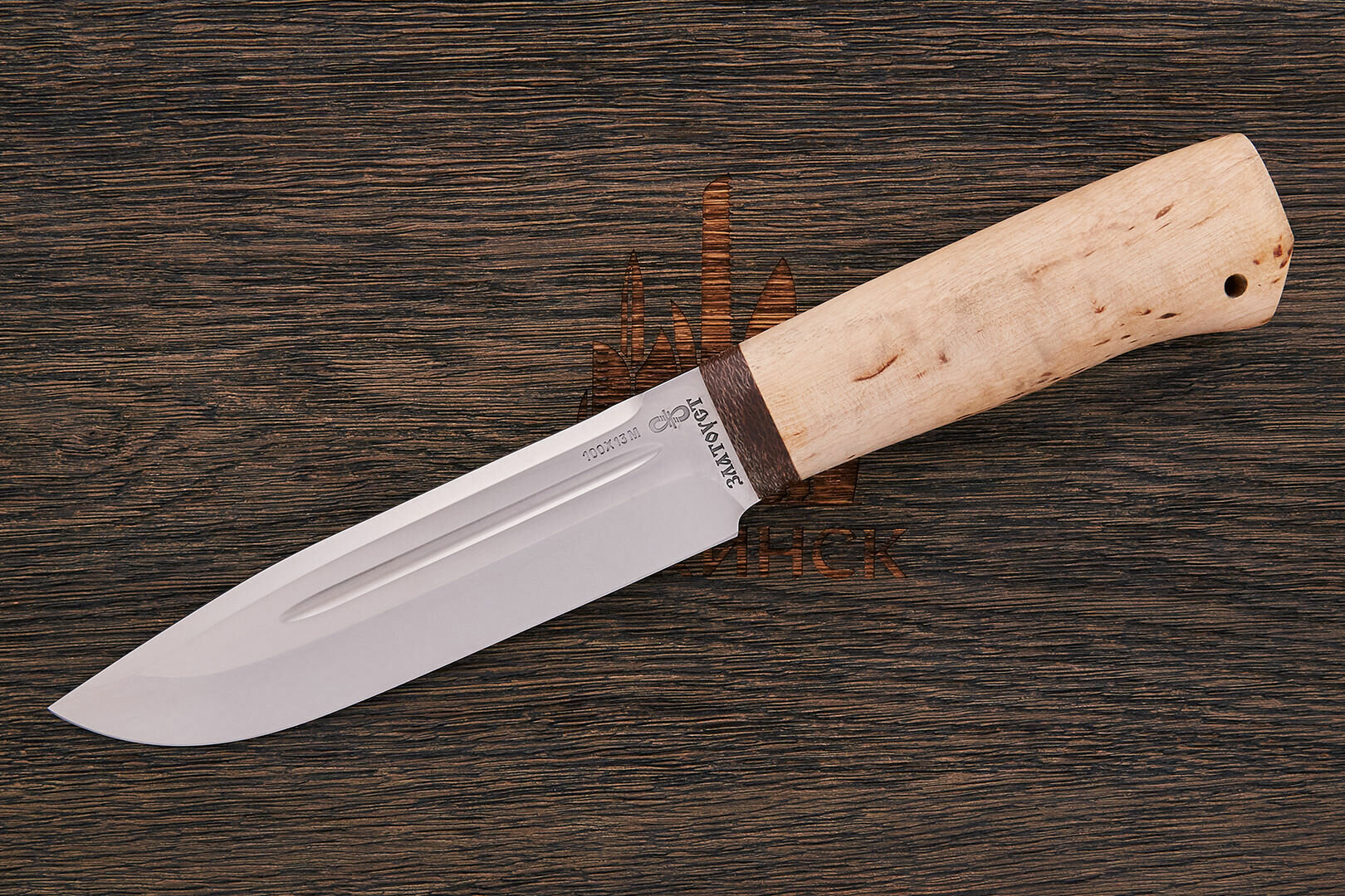 Нож туристический АиР Селигер, клинок 150мм, сталь 100Х13М, рукоять карельская береза