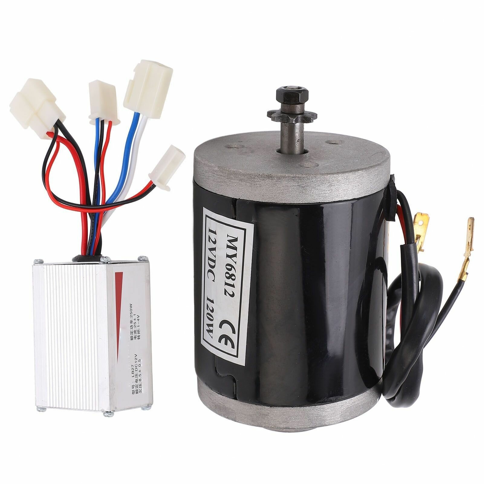 12V 120W высокоскоростной цепной мотор-редуктор + 12V 250W 3-проводной алюминиевый щеточный контроллер
