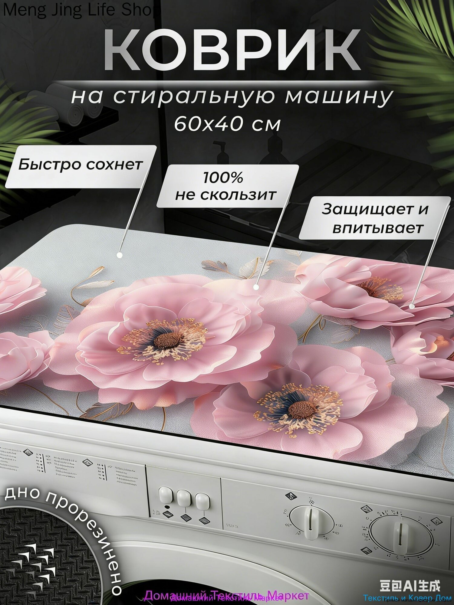 Коврик на стиральную машинку 40х60 см