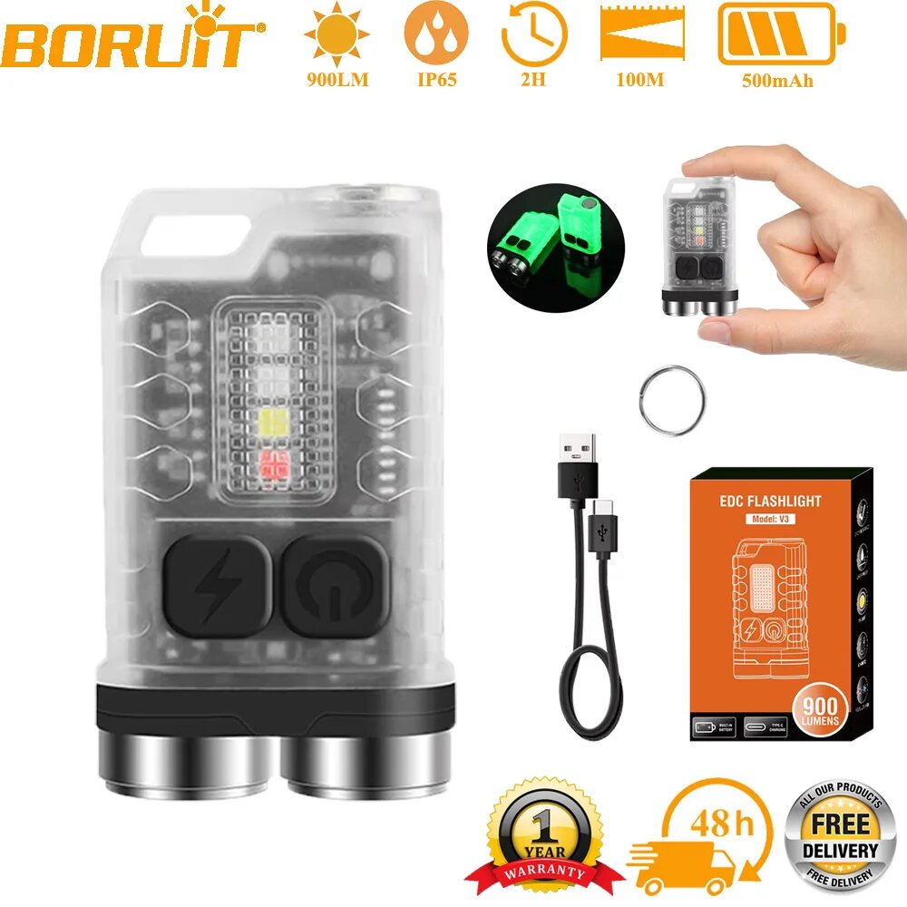 BORUiT V3 EDC фонарик 900 люмен White 2PCS