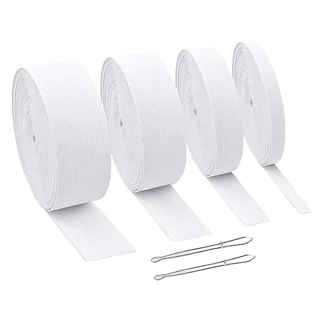 4 рулона эластичной швейной ленты шириной 0,6-2 дюйма, 5,5 ярдов на рулон для купальников