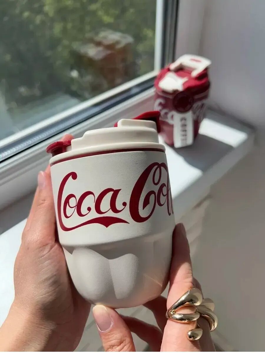 Термокружка с трубочкой кока-кофе