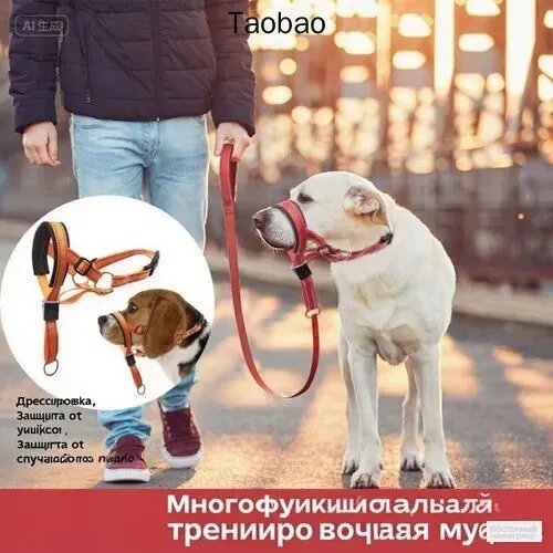 Недоуздок Халти для дрессировки собак FluffyPride for pets M для собак красного цвета