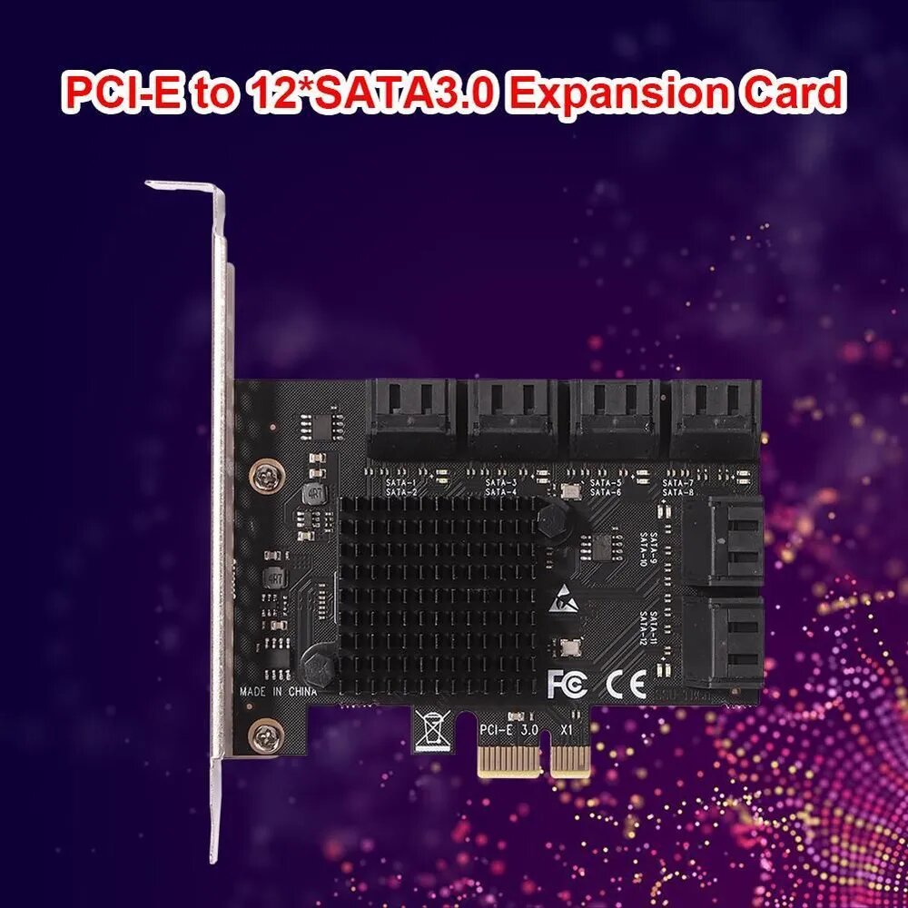 Даптер SA3112J PCIE 12 портов 6 Гбит / с PCI-Express X1 SATA 3.0 Плата расширения