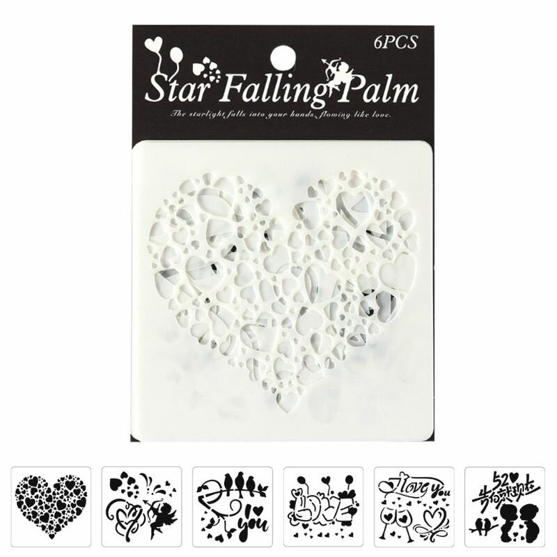 (1 набор) Ажурные трафареты для плакатов "Шепот влюбленных" Звезда в ладони