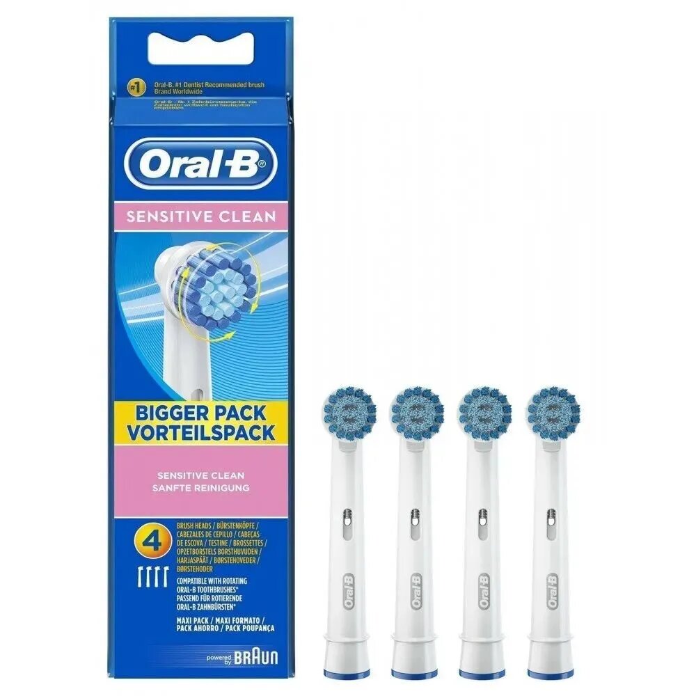 Электрическая зубная щетка насадка Oral-B EBS17-4 чувствительная тонкая чувствительная чистка, 4 шт