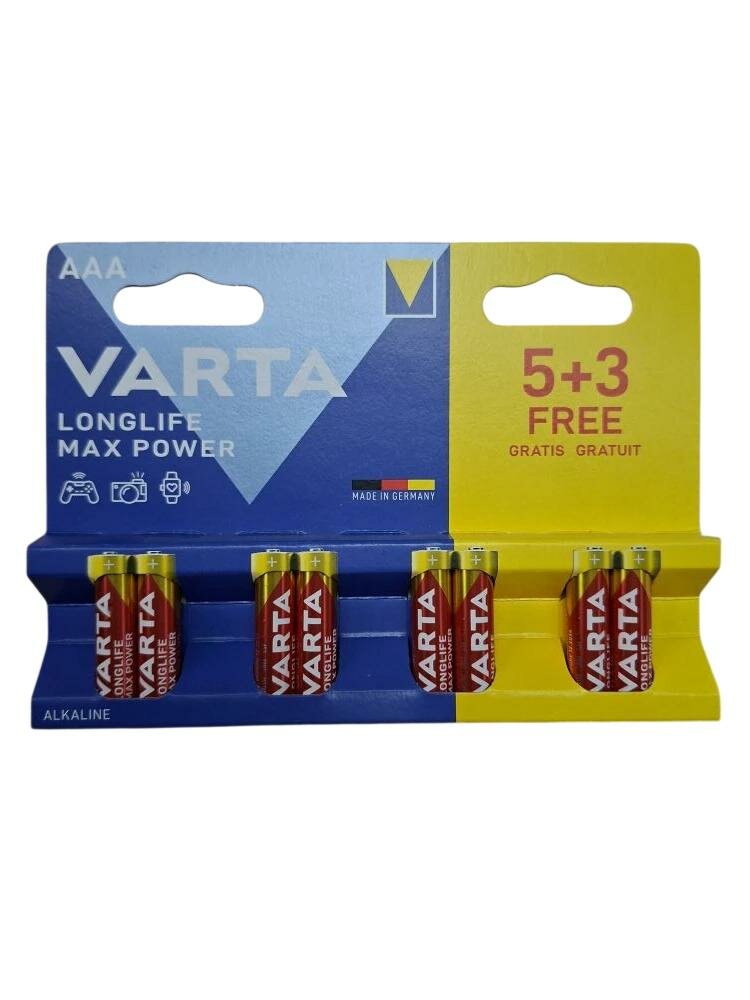 Батарейка Varta LR03/AAA Longlife Max Power Alkaline BL8 , 8шт.