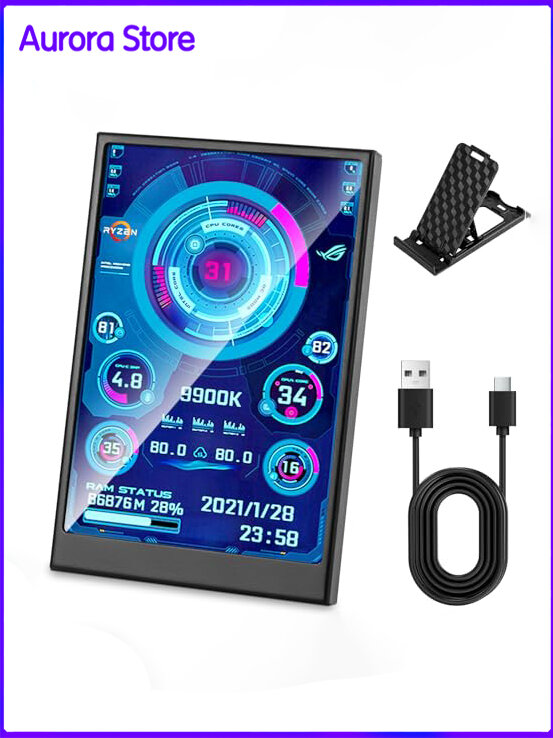 3,5-дюймовый IPS USB мини-экран AIDA64 PC CPU RAM HDD Data Monitor Компьютерный дисплей температуры Type-C Sub Screen