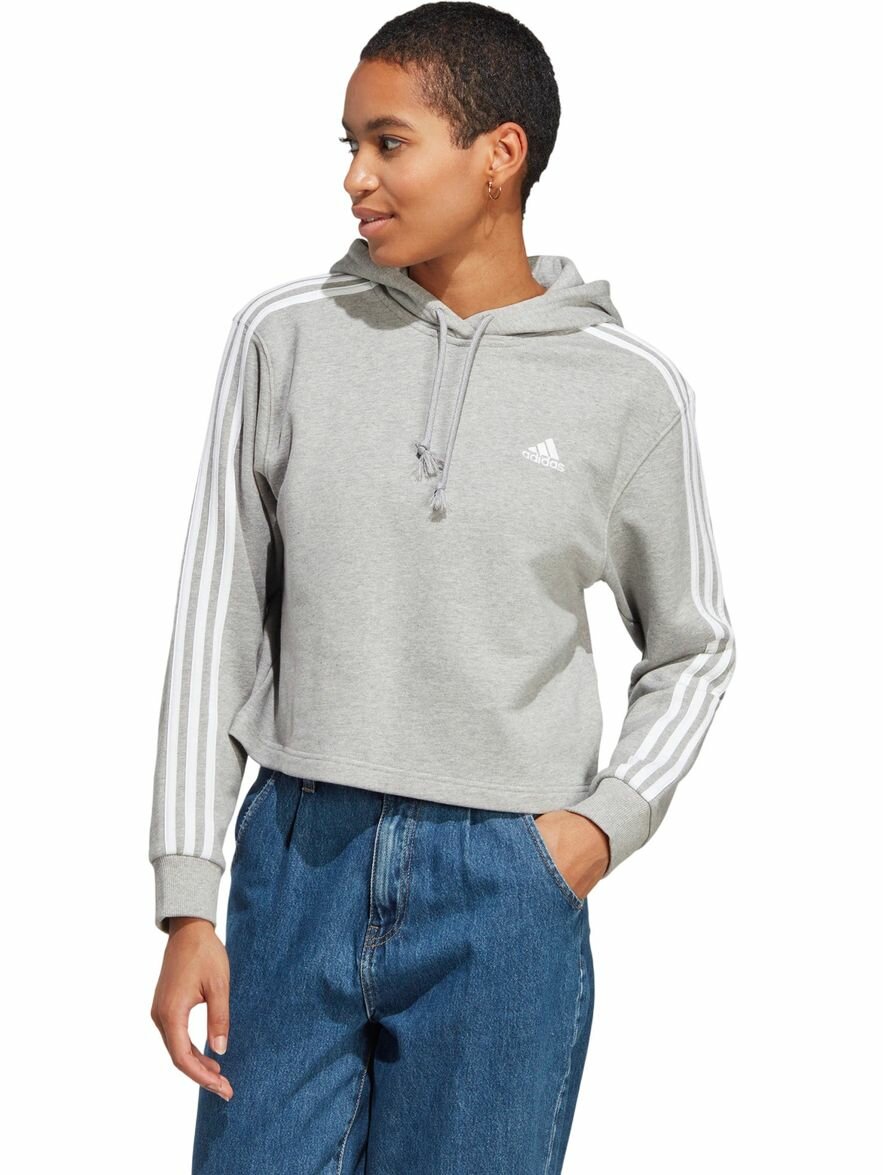 Худи спортивное Essentials 3-Stripes French Terry Crop Hoodie W