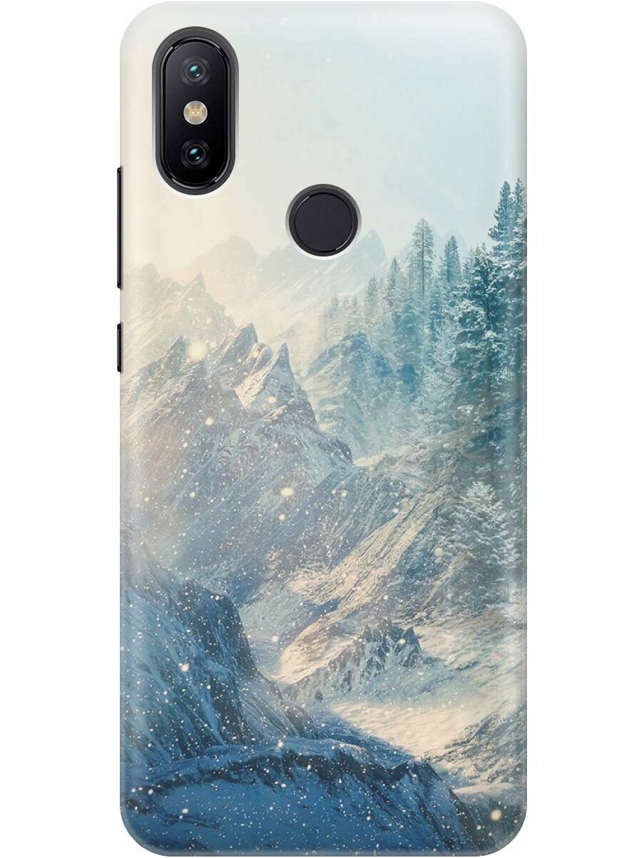 Ультратонкий силиконовый чехол-накладка для Xiaomi Mi 6X, Mi A2 с принтом "Снежные горы и лес"