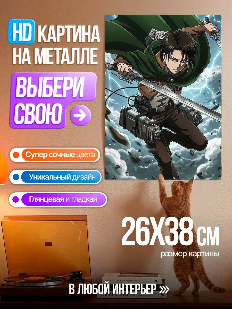 Картина на HD металле Леви Акерман атака титанов