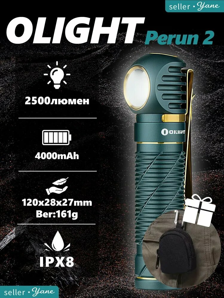 Olight Perun 2 Фонарь-прожектор 2500 люмен 4000mAh 120x28x27mm Синий