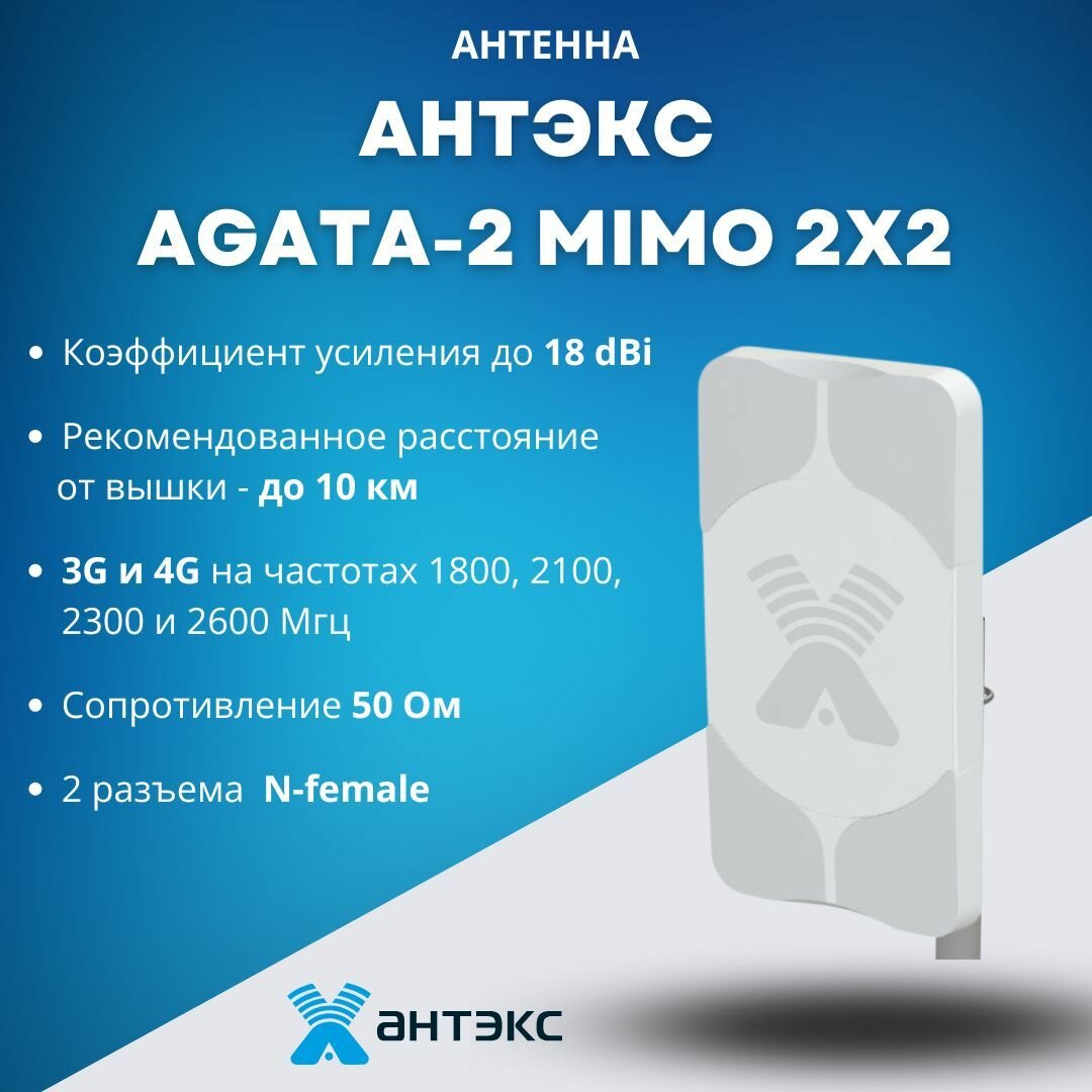 Антенна Антэкс AGATA-2 MIMO (2 разъема N female, 50 Ом) 17 Дб