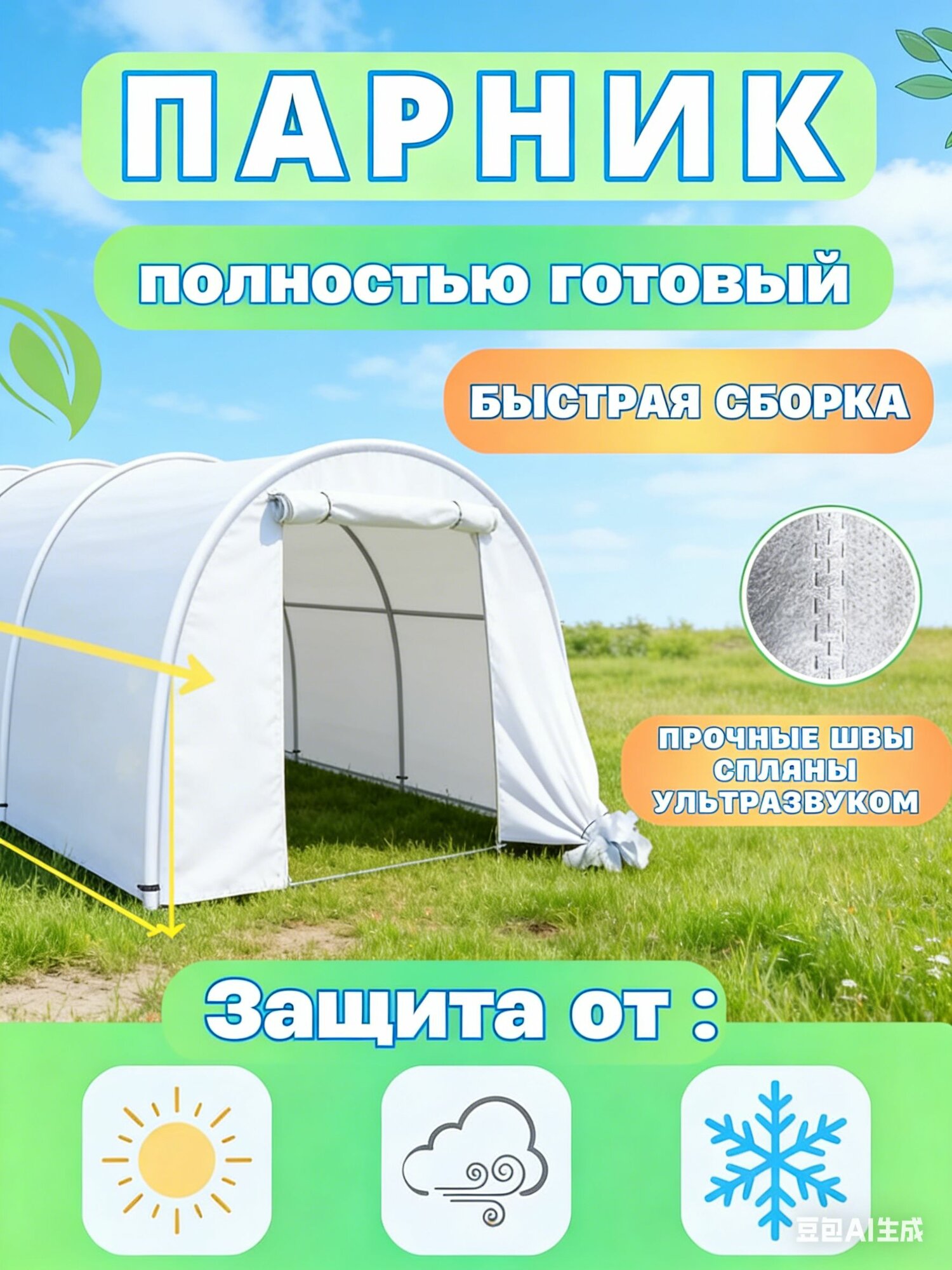 Парник, теплица 418szds 3.13х1.18х1м, Полиэстер с ПВХ покрытием