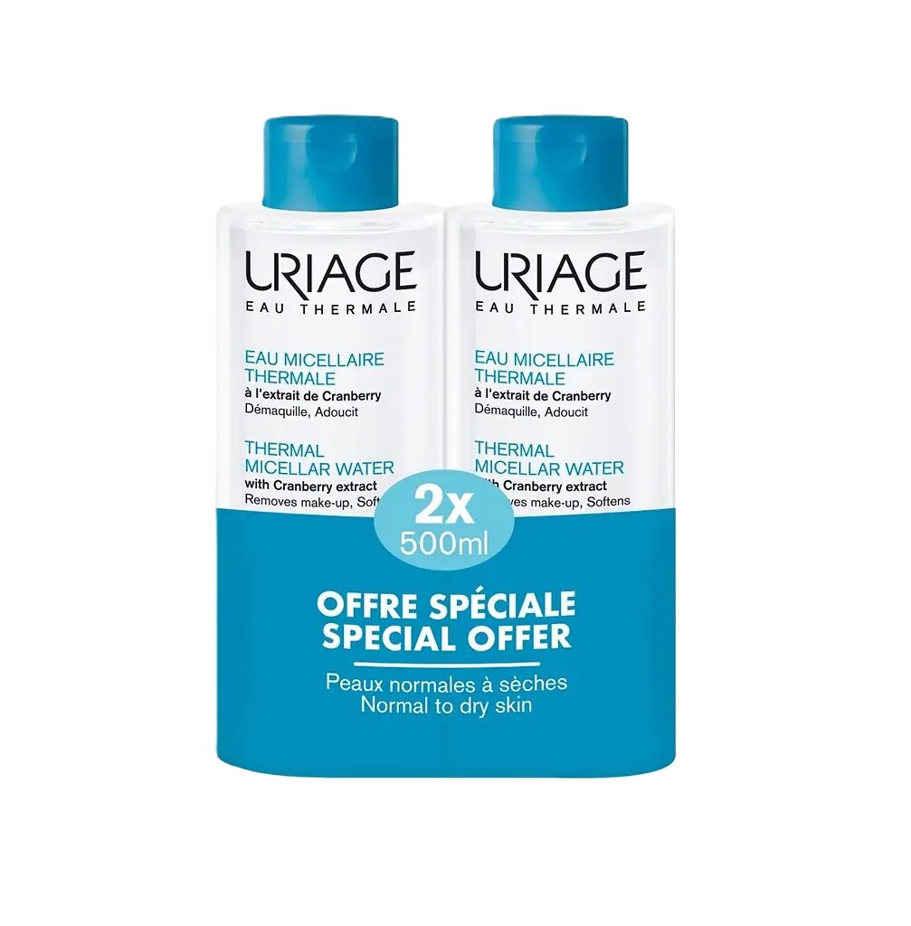 Uriage Thermal Micellar Water Мицеллярная вода очищающая для сухой и нормальной кожи 500 мл 2 шт
