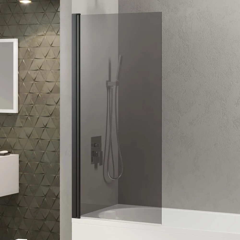 Шторка на ванну Berges River S Black 065016 80 см, стеклянная, черная, распашная