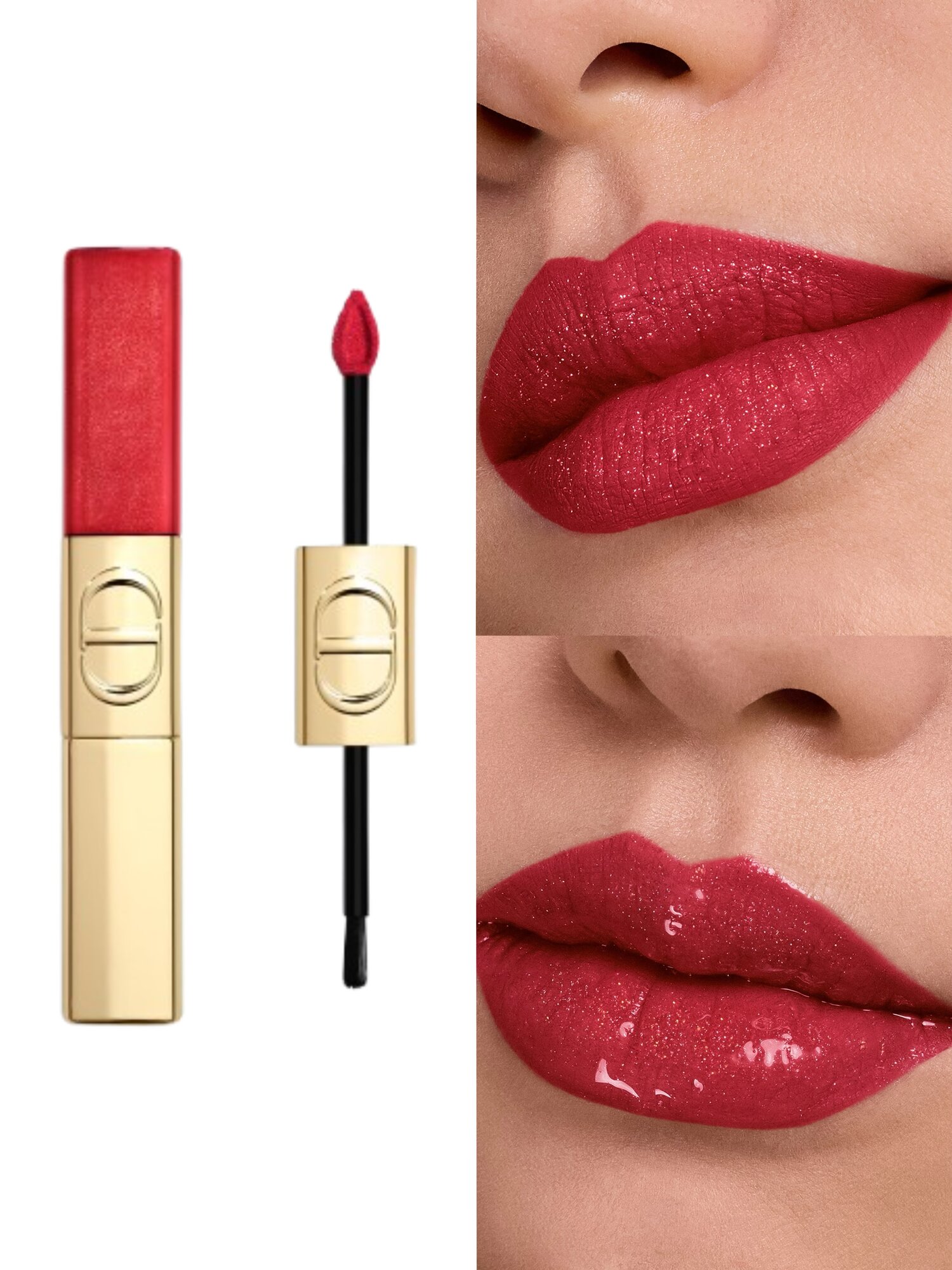 Dior Rouge Sequin Liquid Duo 999 - двойная помада с сияющим глиттером Limited Edition (999 - Spectacular)