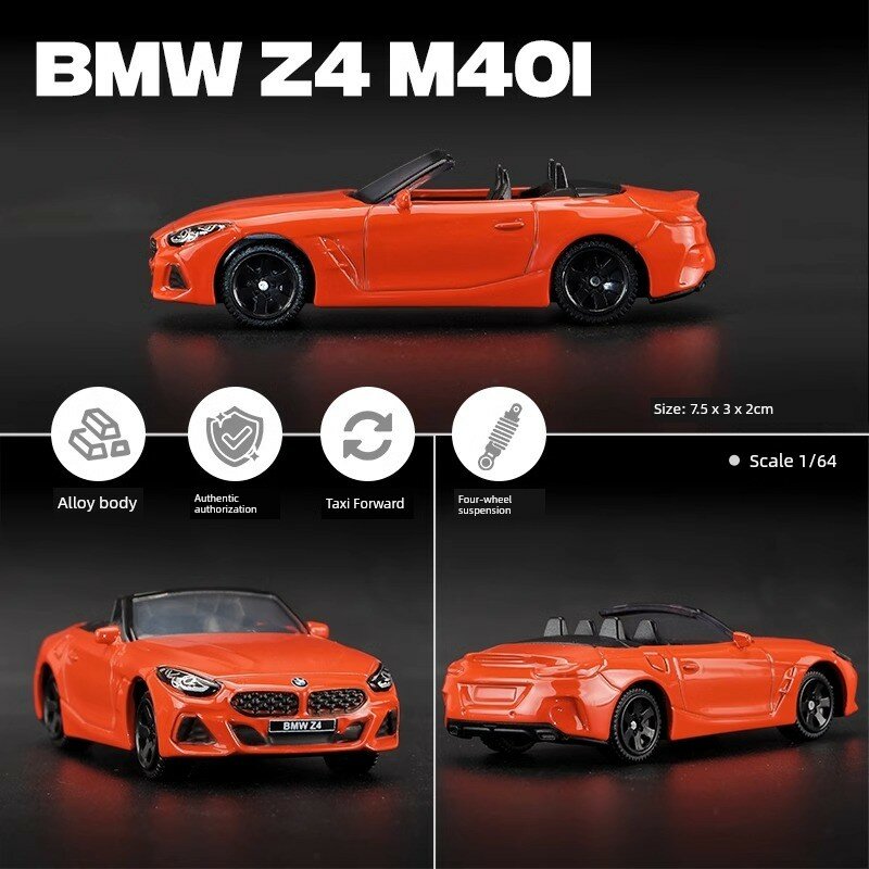 Официальная алюминиевая модель автомобиля BMW Z4 M40i Красный для мальчиков Детская мини-гонка 1:64